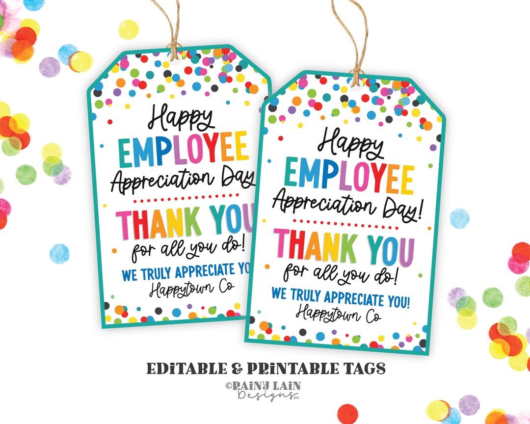 Happy Employee Appreciation Day Gift Tag, Appreciate, Thank You, Favor ...