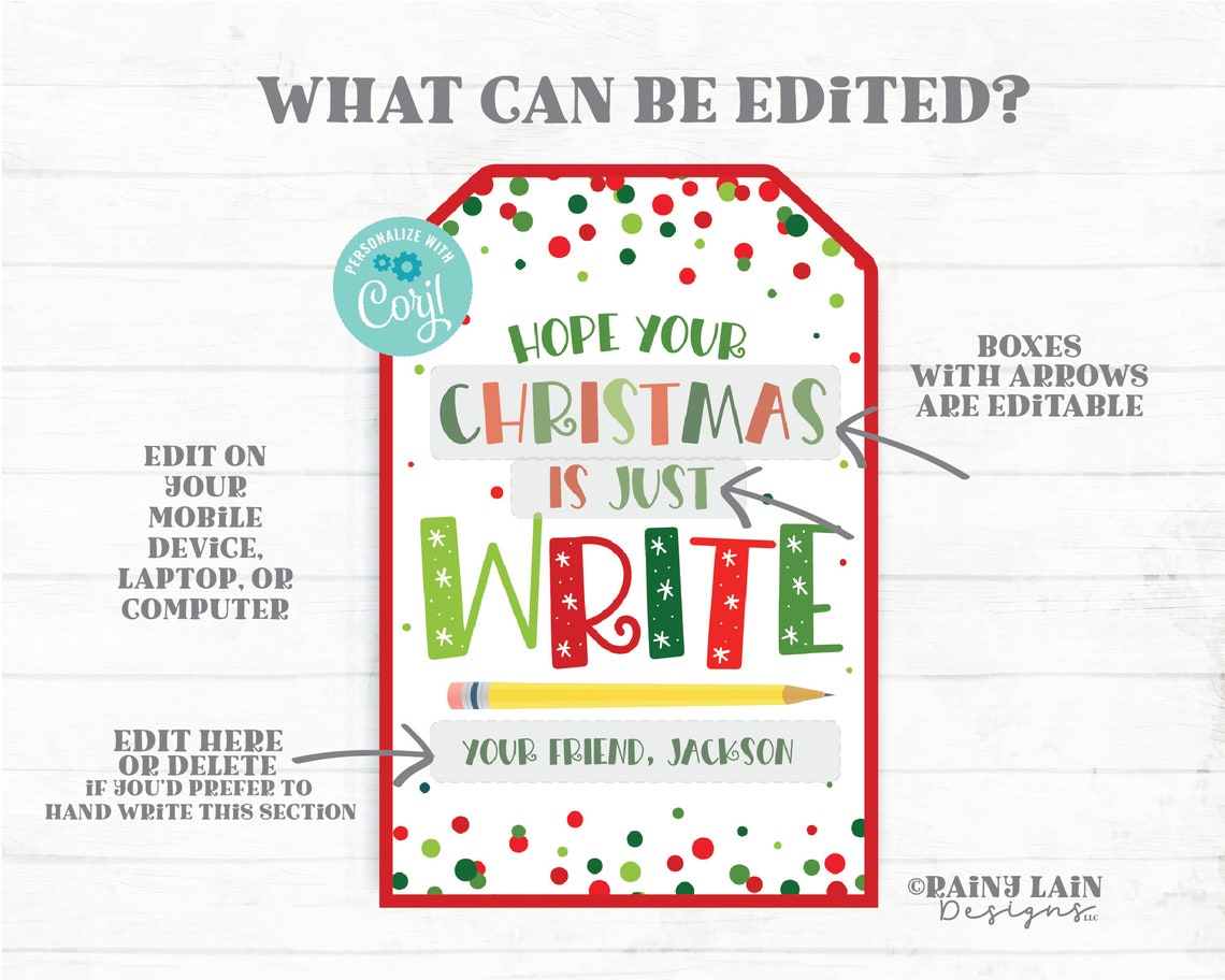 Christmas Pencil Gift Tag Just Write Holiday Pencil Tags - Etsy