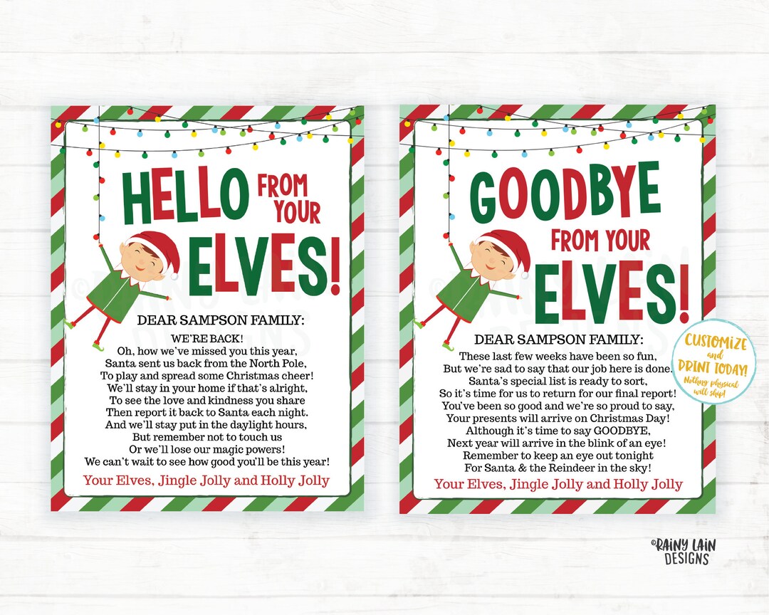 Hello From Your Elves Goodbye From Elves Elf Hello Letter Elf Goodbye ...
