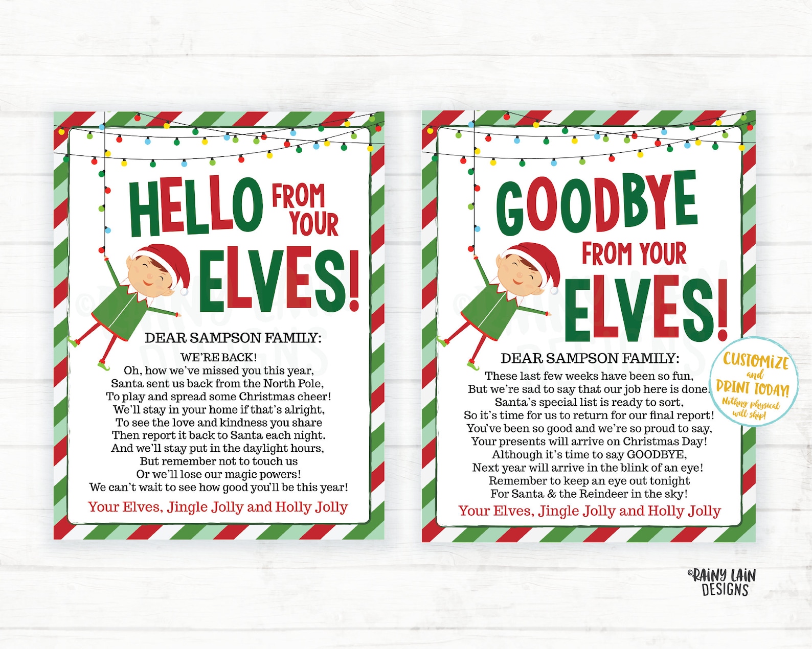 Hello From Your Elves Goodbye From Elves Elf Hello Letter Elf | Etsy