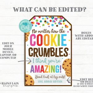 No Matter How the Cookie Crumbles Gift Tag Think You're Amazing Tryouts ...