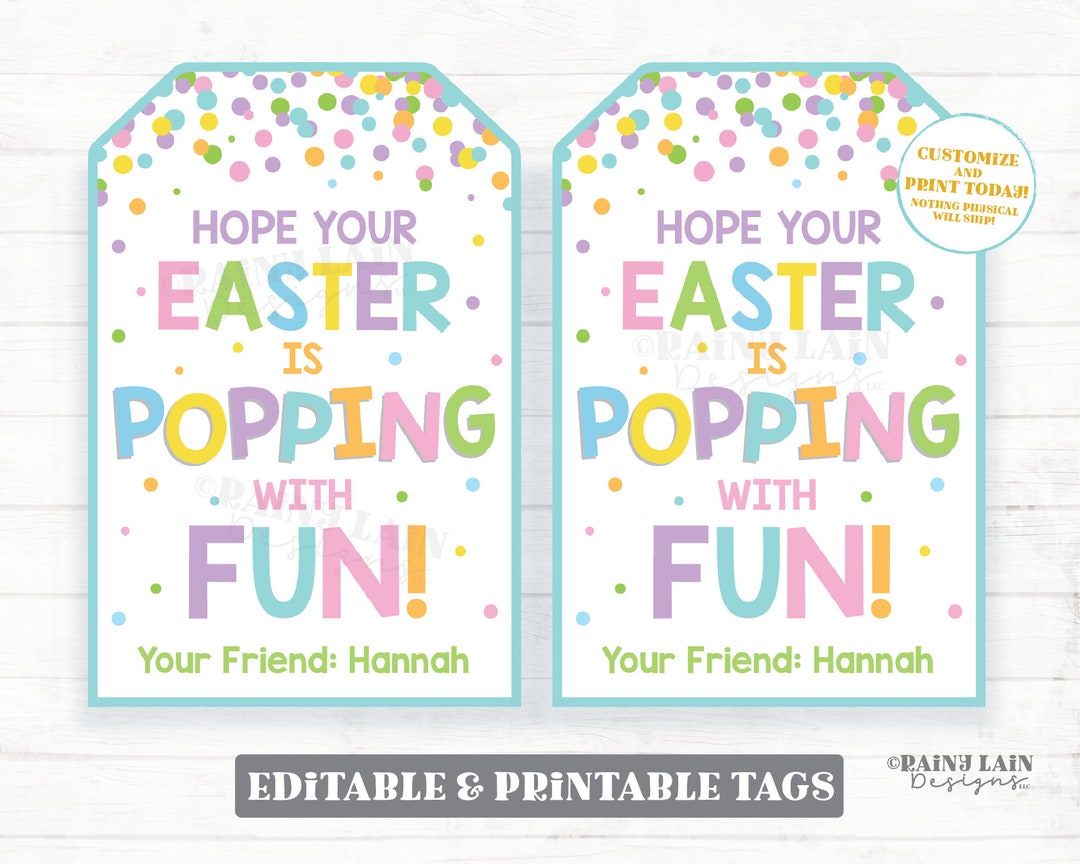 Hope Your Easter is Popping With Fun Tags Spring Gift Tags Popcorn Pop ...