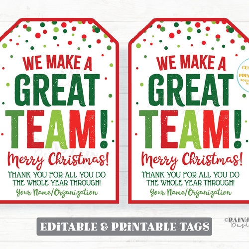 Printable Christmas Gift Tags We Make a Great Team - Etsy