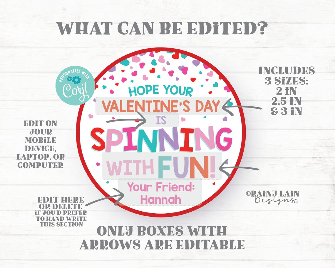 Spinning With Fun Tag, Fidget Spinner Valentine, Pop Spin Toy Gift Tag ...