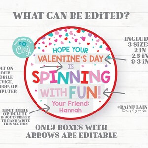 Spinning With Fun Tag, Fidget Spinner Valentine, Pop Spin Toy Gift Tag ...