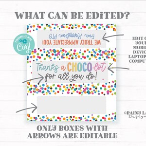 Printable Candy Bar Wrapper, Thanks a Choco-lot, Teacher Appreciation ...