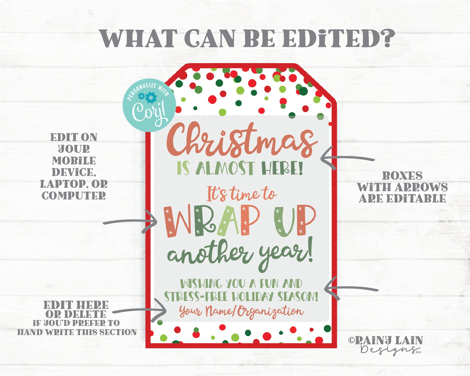Christmas Almost Here Wrap up Another Year Tag Holiday Printable Gift ...