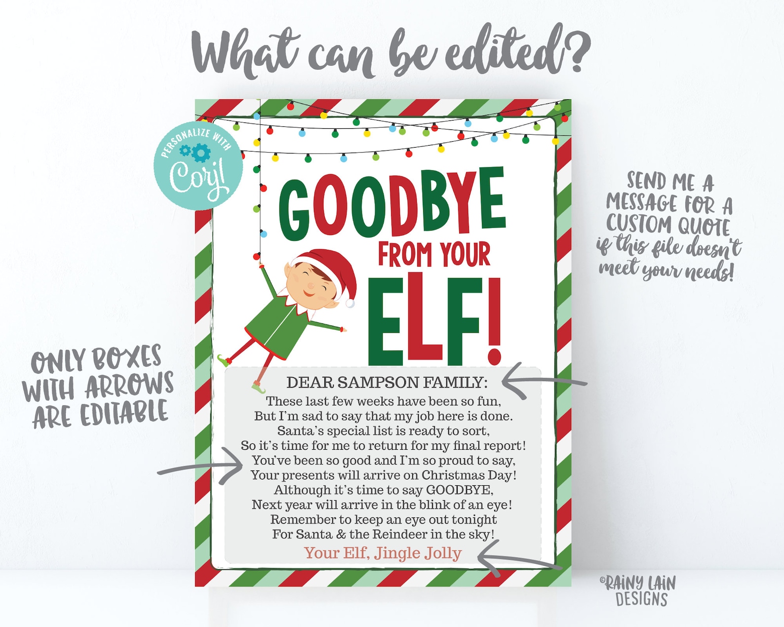 Goodbye From Your Elf, Elf Goodbye Letter, Christmas Elf Letter ...