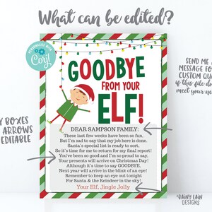 Goodbye From Your Elf, Elf Goodbye Letter, Christmas Elf Letter ...