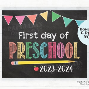 First Day of Preschool Sign Girl Printable First Day of School - Etsy