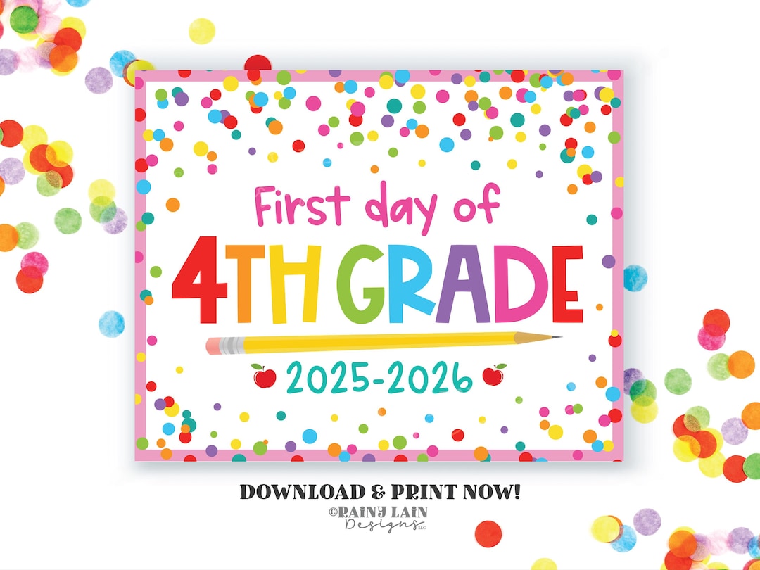First Day of School Sign 1st Day of 4th Grade Fourth Grade Back to ...