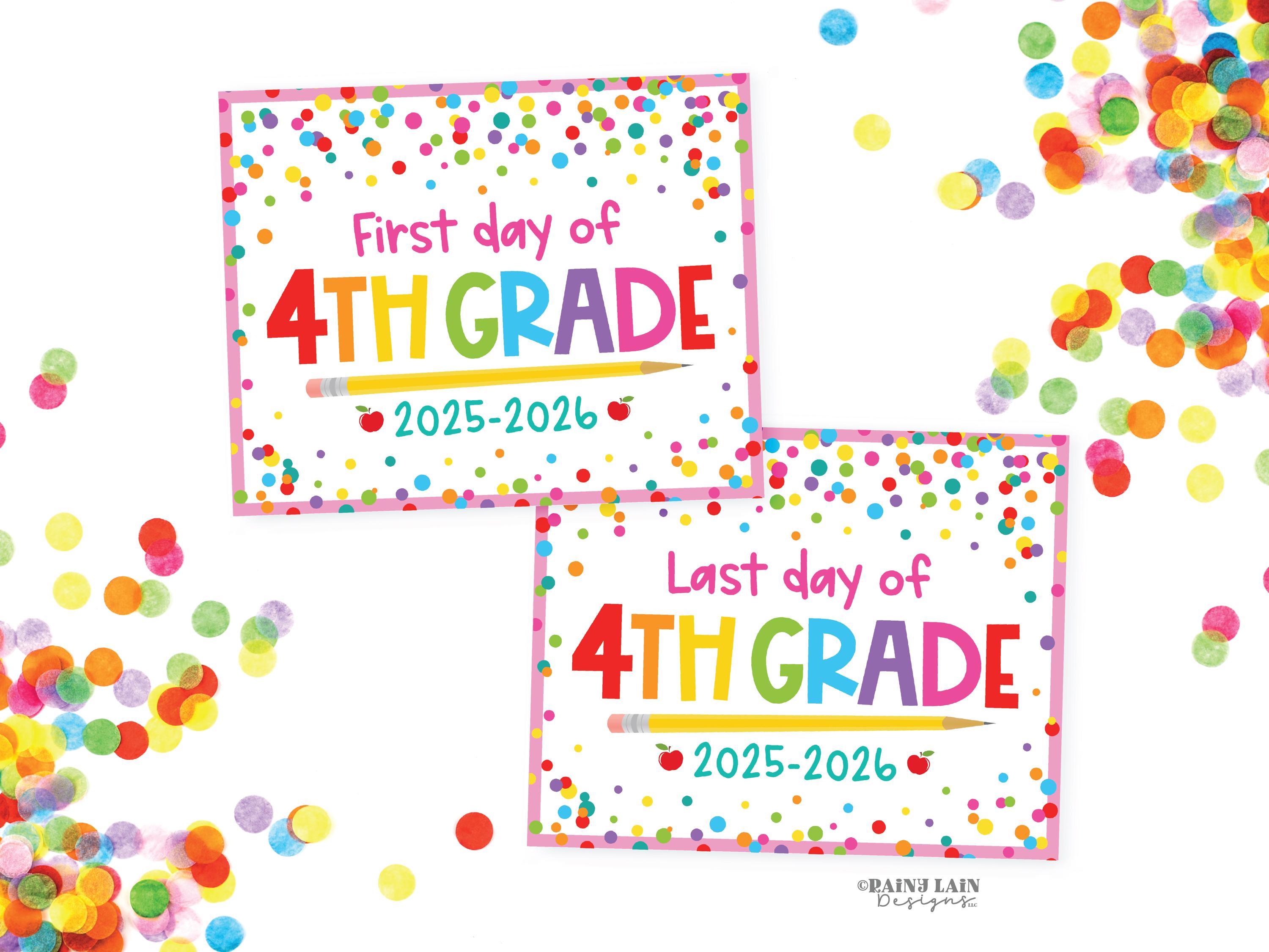 First and Last Day of 4th Grade Sign Set 1st Day of Fourth Grade ...