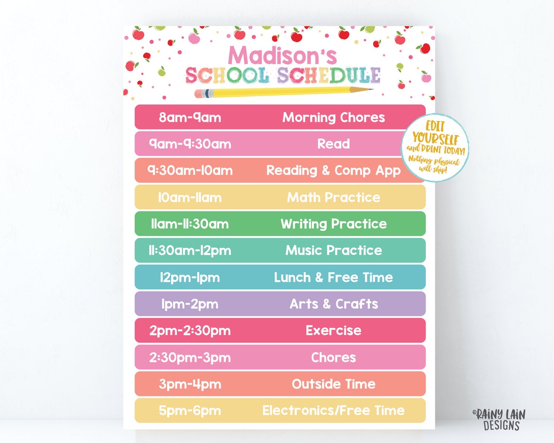 Editable Daily Schedule Kid Task List Template Printable Kids - Etsy