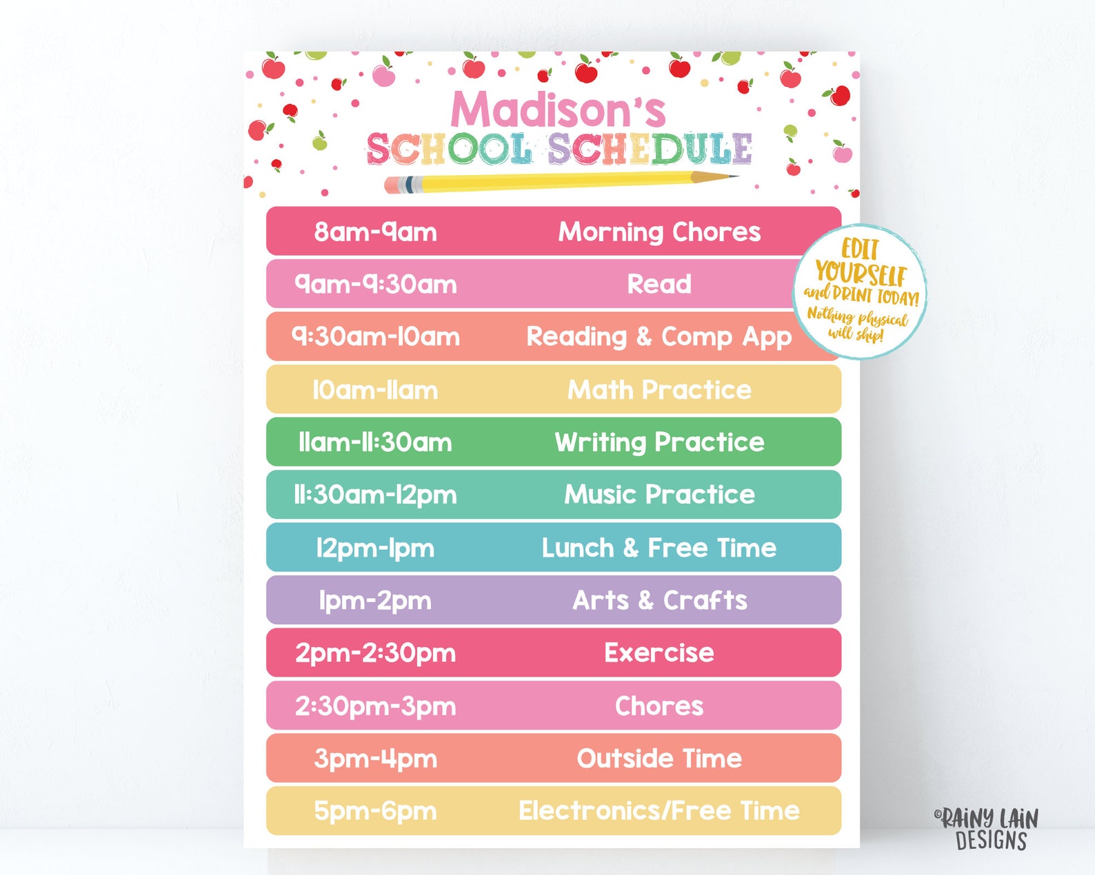 Editable Daily Schedule Kid Task List Template Printable Kids - Etsy