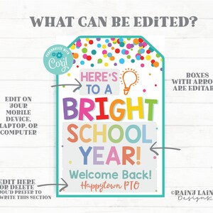 Bright School Year Printable Tag Lightbulb Welcome to 1st Grade First ...