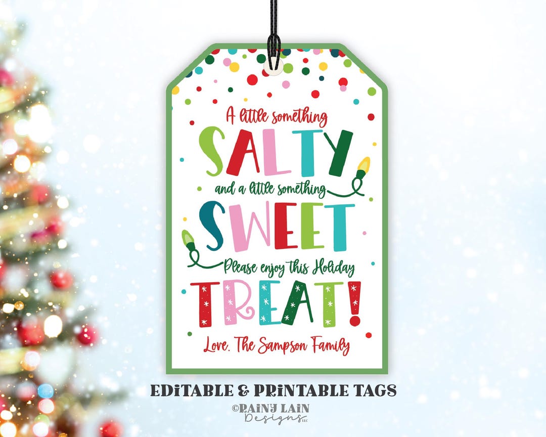Salty Sweet Treat Tag, Christmas Gift, Something Salty and Sweet ...