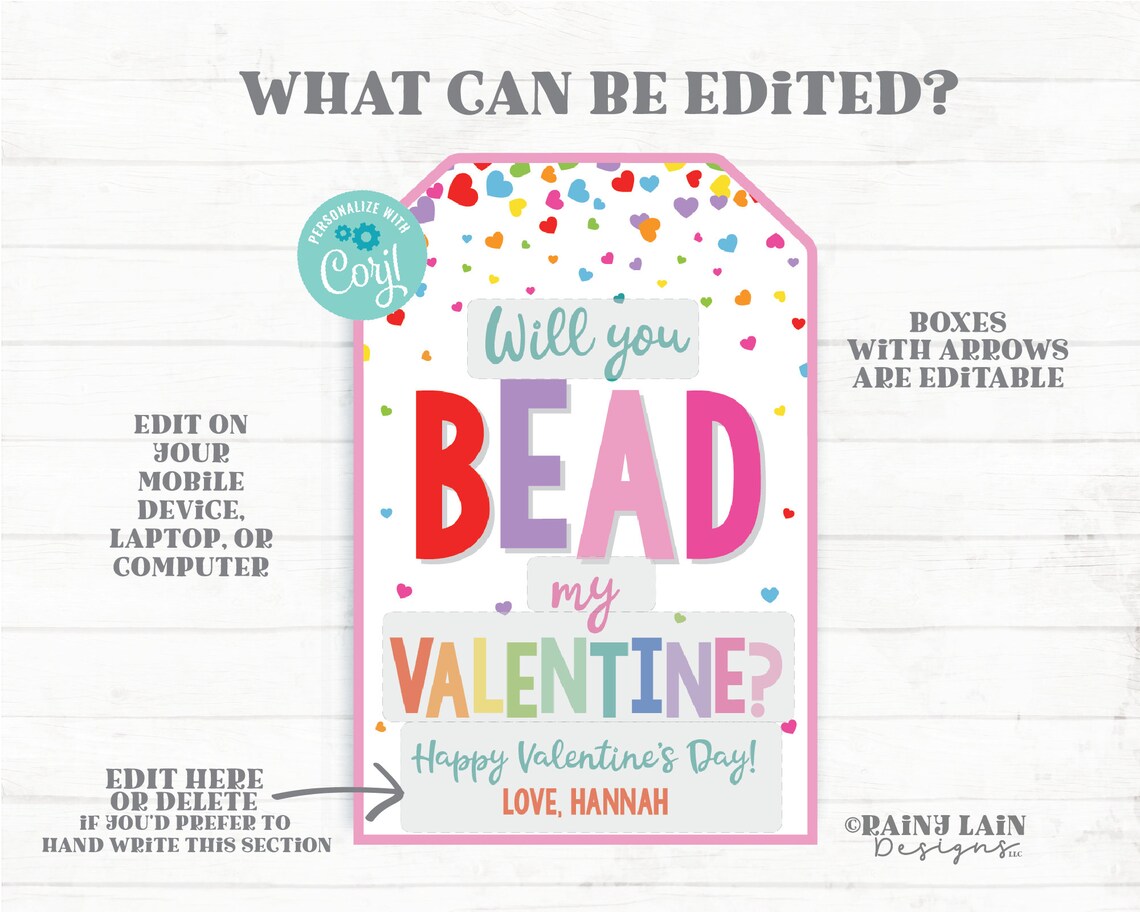 Will You Bead My Valentine Tag Friendship Bracelet Necklace - Etsy