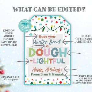 Dough-lightful Winter Break Tag Editable Christmas Gift Printable ...