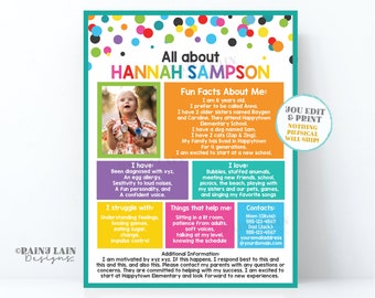 All About Me Editable Template, Special Education, Therapist and ...