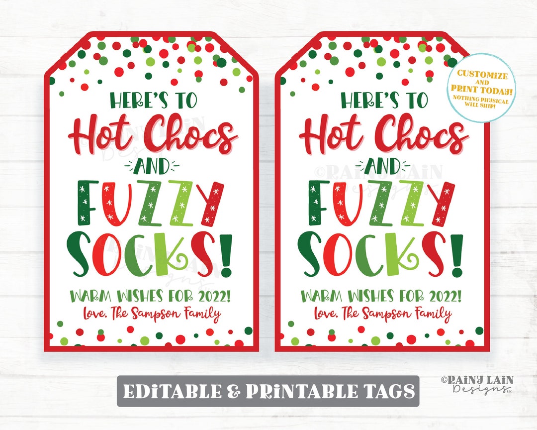 Hot Chocs and Fuzzy Socks Tag Christmas Hot Chocolate Cocoa Holiday ...