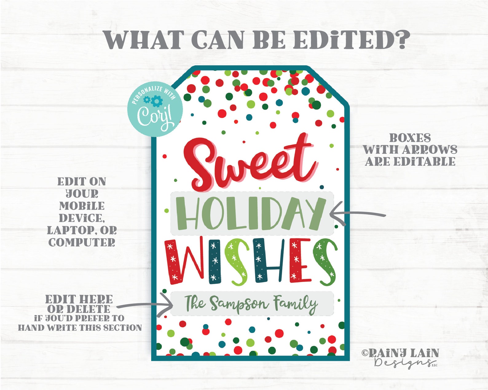 Sweet Holiday Wishes Tag Treat Sweets Christmas Thank You Appreciation ...