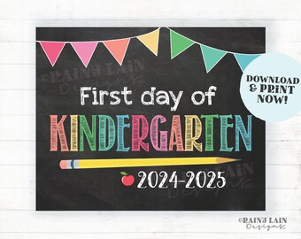 Girl First Day of Kindergarten Sign Printable Back to School Sign ...