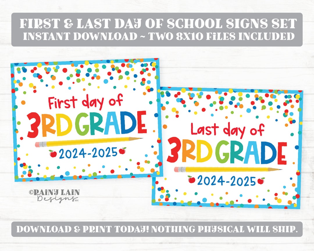 First and Last Day of 3rd Grade Sign Set 1st Day of Third Grade ...