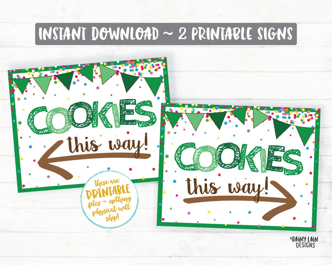 Cookies This Way, Cookie Arrow Sign, Cookie Booth Signs, Cookie Booth ...