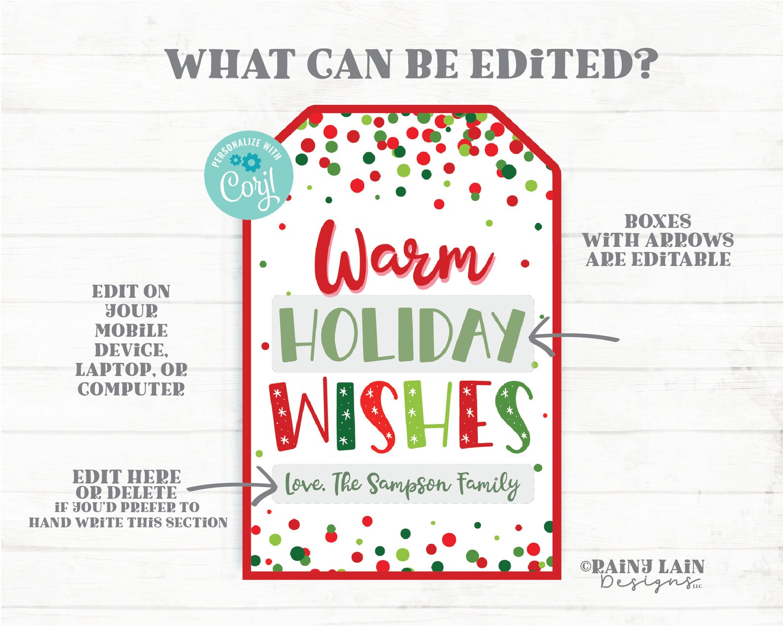 Warm Holiday Wishes Tag Christmas Treat Thank You Tag Holiday - Etsy