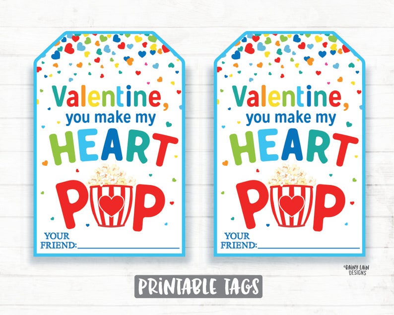 Valentine You Make My Heart Pop Valentine Popcorn Valentine - Etsy