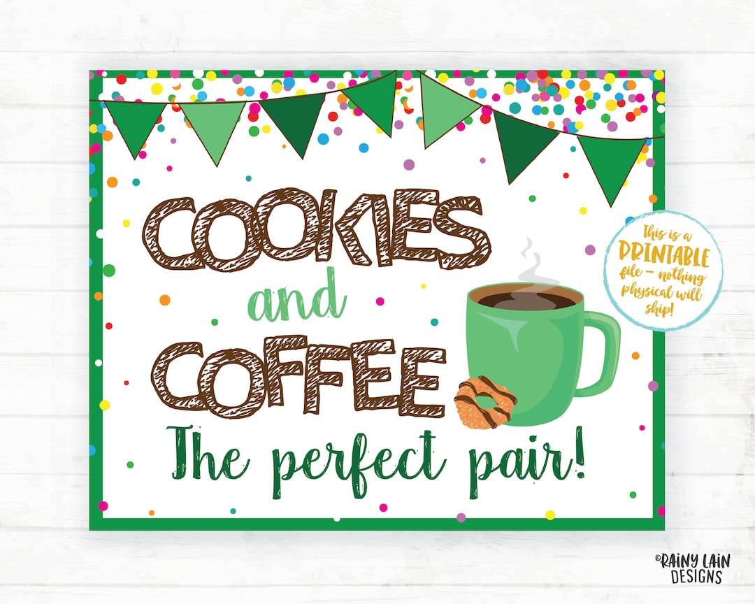 Cookies and Coffee Sign, Cookie and Coffee Perfect Pair, Cookie Booth ...