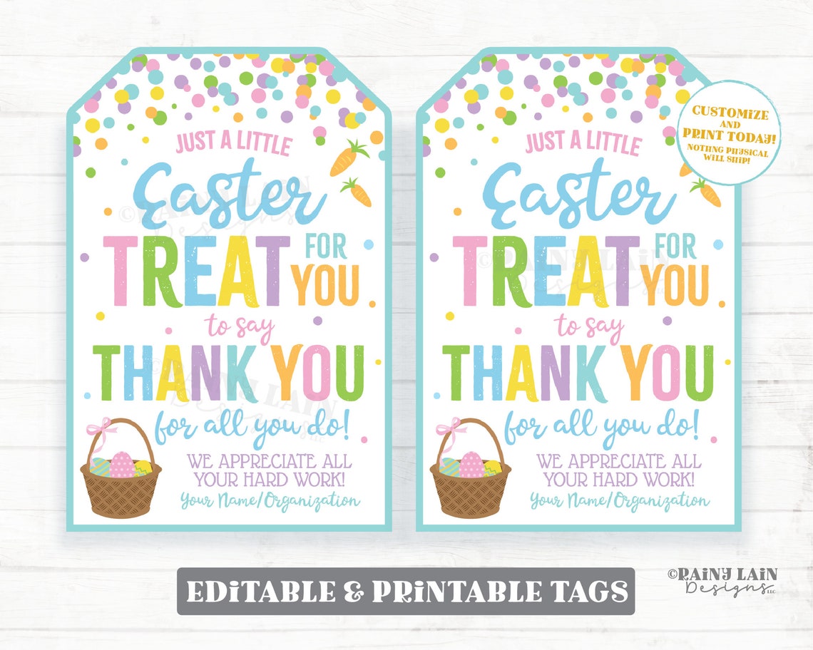 Easter Treat for You to Say Thank You for All You Do Tag - Etsy