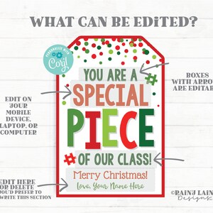You're a Special Piece of Our Class Tag Christmas Building Block Puzzle ...