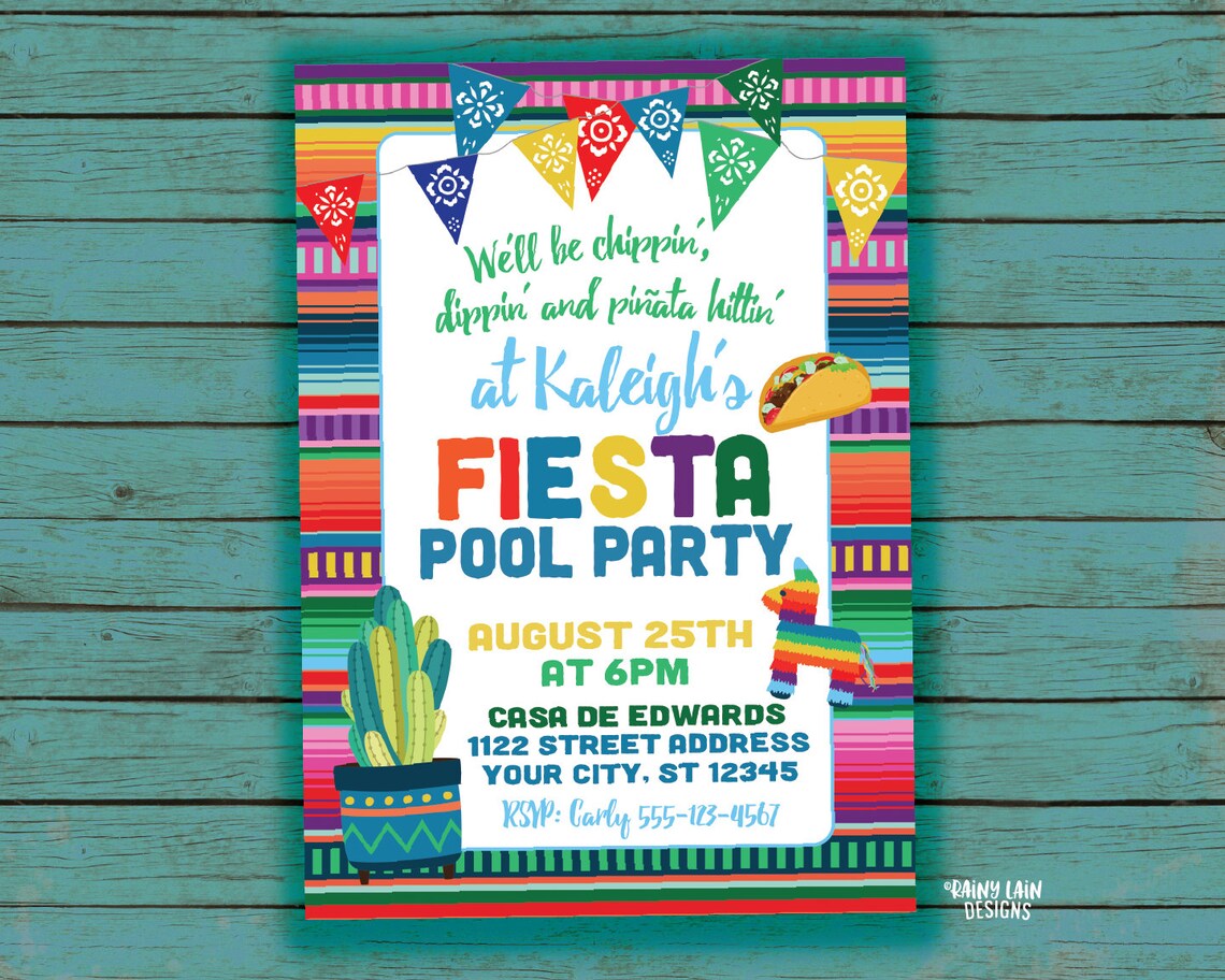 Fiesta Pool Party Invitation Pool Party Fiesta Invitation | Etsy
