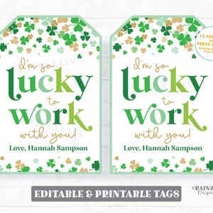 Lucky to Work With You St Patrick's Day Employee Gift Tag Shamrocks ...