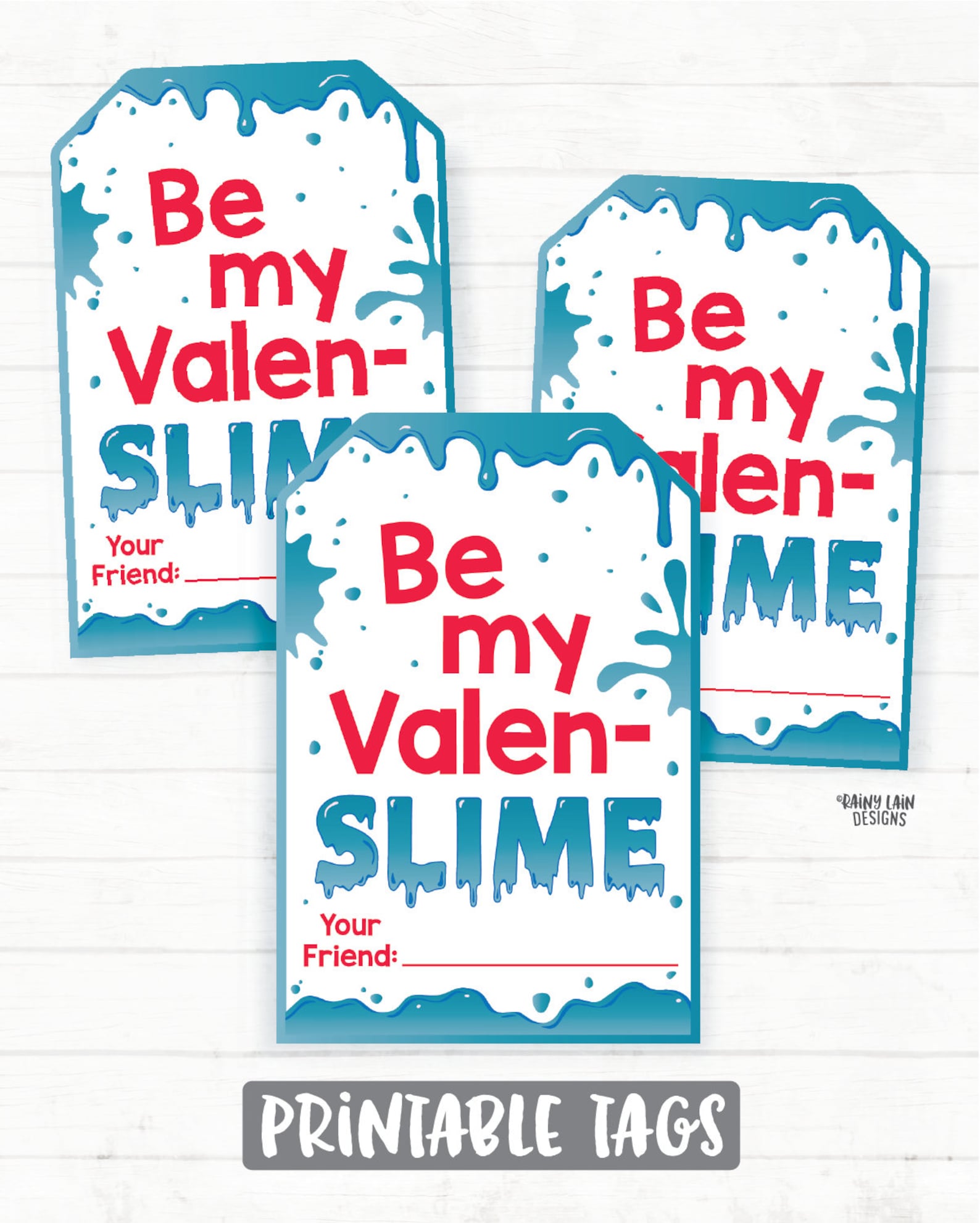 Be My Valen-slime, Boy Slime Valentine Tag, Valen-slime Day, Preschool ...