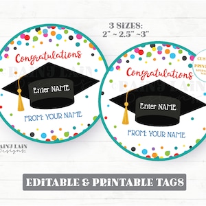 Graduation Gift Tag Congratulations Class of Personalize Editable Round ...