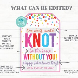 Knot Be the Same Without You Valentine Tag, Friendship Bracelet ...