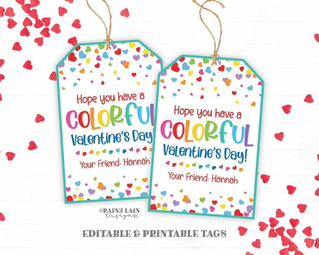 Colorful Valentines Day Tag, Coloring Valentine, Crayons Valentine ...