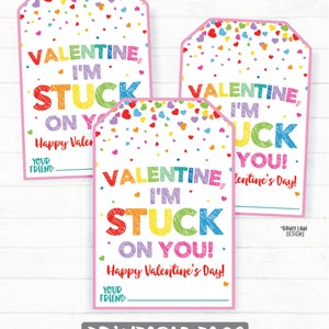 Stuck on You Valentine, Stickers Valentines, Sticky Hand Valentine ...