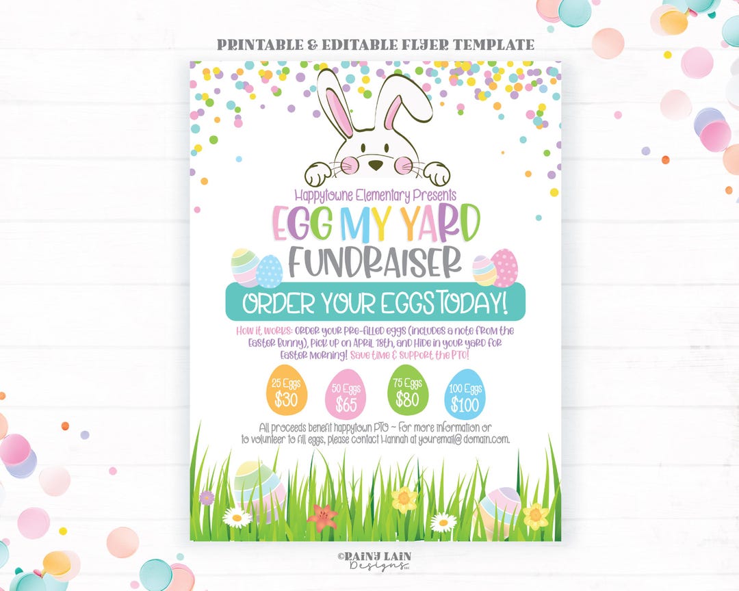 Editable Easter Egg My Yard Fundraiser Flyer Template, Printable School ...