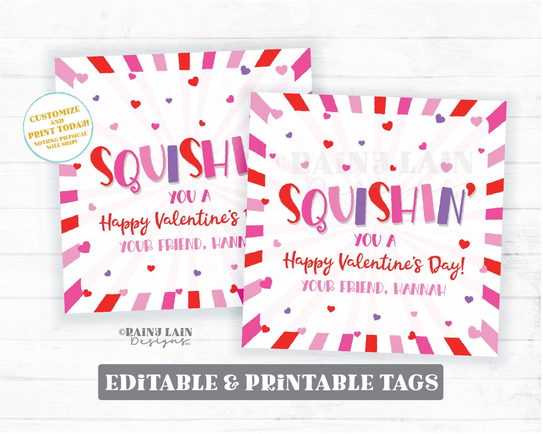 Squishin You Valentine's Day Tag, Squishy Toy, Squishee Squeeze ...