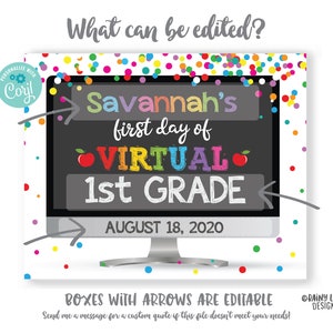 First Day of Virtual School Sign Template 1st Day of Virtual School ...