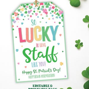 Lucky to Have Staff Like You St Patrick's Day Employee Gift Tag ...