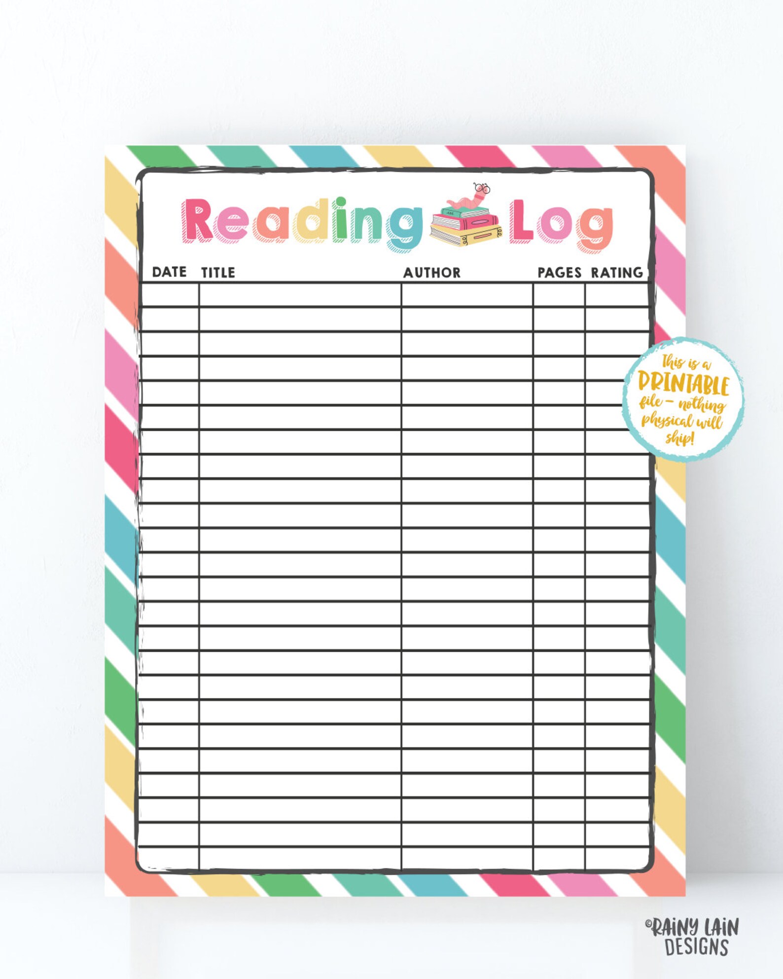 Reading Log Printable Reading Log for Kids Spring reading | Etsy