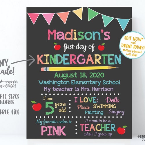 Mermaid First Day of School Printable Sign Girl Back to - Etsy