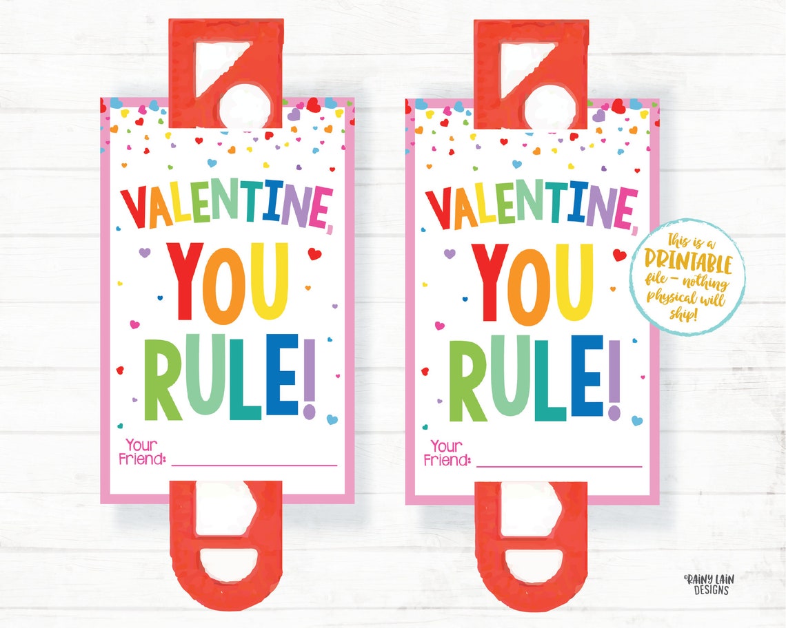 You Rule Valentine Ruler Valentine Tags Tracing Ruler - Etsy