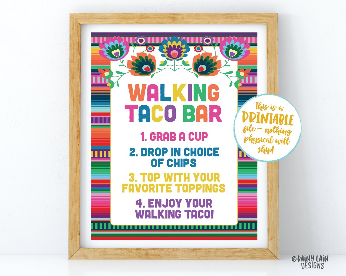 Walking Taco Bar Sign Fiesta Taco Bar Sign Fiesta Walking - Etsy