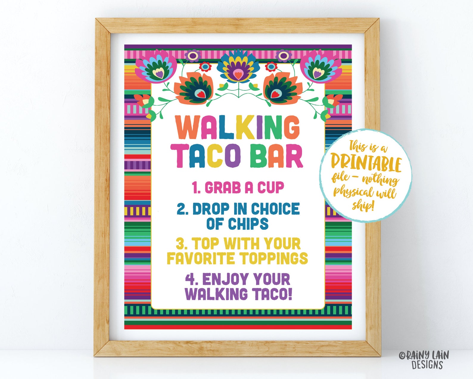 Walking Taco Bar Sign Fiesta Taco Bar Sign Fiesta Walking - Etsy