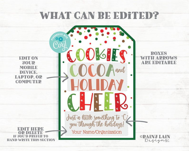 Cookies Cocoa Holiday Cheer Tag Christmas Gift Hot Chocolate Cookies ...